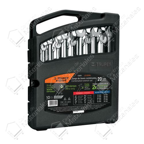Truper Set 20 Llaves Combinadas En Pulgadas Y Milimetricas Extra Largas ...