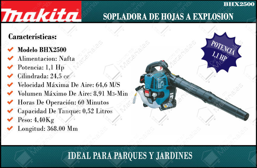 Makita Sopladora Portatil A Explosión (bhx2500) - Centro de Materiales